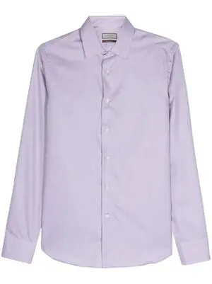 Canali Geometric-pattern Cotton Shirt - Pink