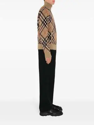 Burberry Check Wool Mohair Blend Zip-up Jacket - Neutrals