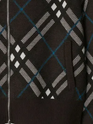 Burberry Check Zip-up Cardigan - Brown