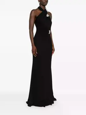 CRISTALLINI Sequin-embellished Halterneck Maxi Dress