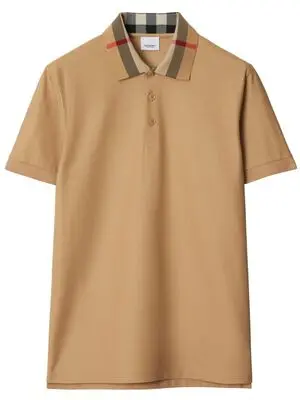 Burberry Check-detail Cotton Polo Shirt - Neutrals