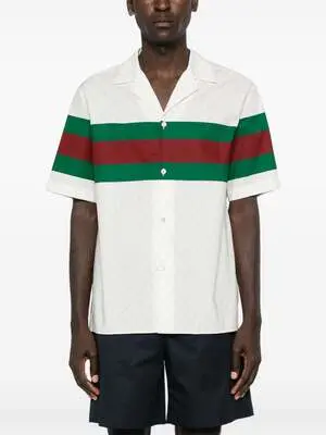 Gucci Gg Web-print Cotton Shirt