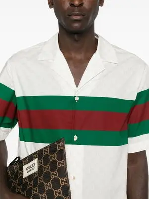 Gucci Gg Web-print Cotton Shirt
