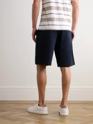 Brunello Cucinelli Straight-leg Cotton-blend Jersey Drawstring Shorts - Blue