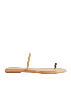 REFORMATION Cassandra Leather Flat Sandal Buff