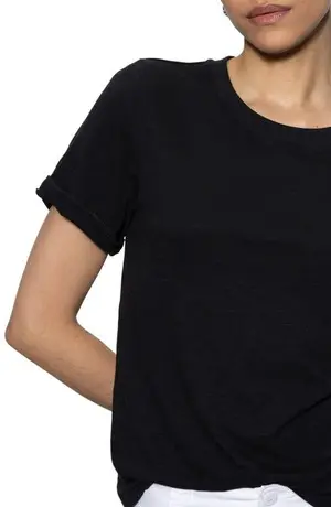 Sanctuary Perfect Roll Sleeve T-shirt - Black