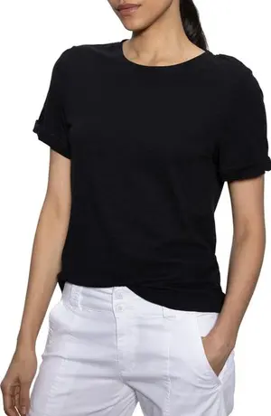 Sanctuary Perfect Roll Sleeve T-shirt - Black