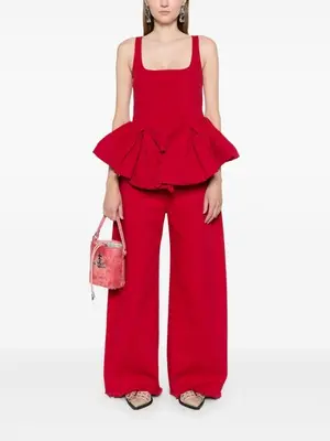 MARQUES' ALMEIDA Ruffled Denim Corset Top