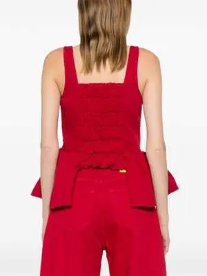 MARQUES' ALMEIDA Ruffled Denim Corset Top