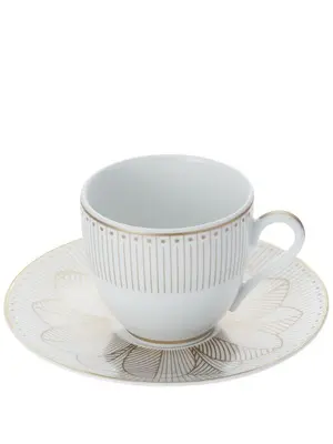 Christofle Malmaison Impériale Coffee Cup And Saucers - White