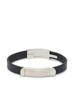 FERRAGAMO Logo-engraved Leather Bracelet - Silver