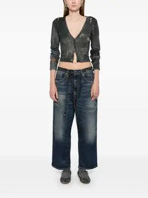 R13 Whiskered Boyfriend Jeans - Blue