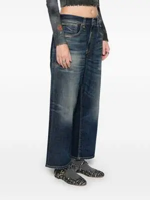 R13 Whiskered Boyfriend Jeans - Blue