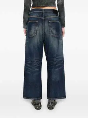 R13 Whiskered Boyfriend Jeans - Blue
