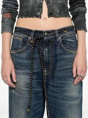 R13 Whiskered Boyfriend Jeans - Blue