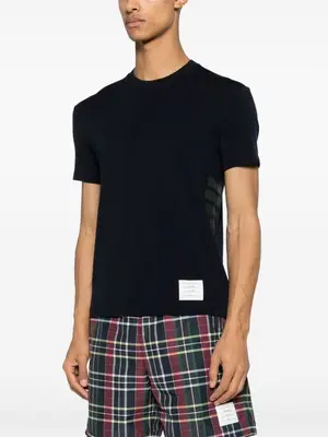 Thom Browne Stripe-detailing Wool T-shirt - Blue