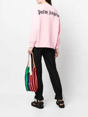 Palm Angels Logo Print Cotton Sweatshirt