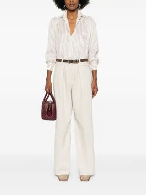 Etro Pegaso-embroidered Striped Shirt - White