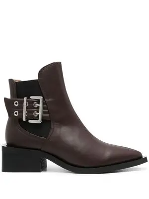 GANNI Buckle-detail Leather Ankle Boots