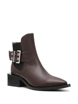 GANNI Buckle-detail Leather Ankle Boots