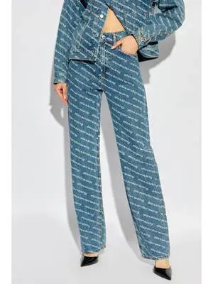 Alexander Wang Logo Straight-leg Trousers - Blue