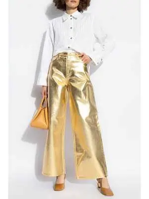 GANNI Metallic-effect Wide Leg Jeans