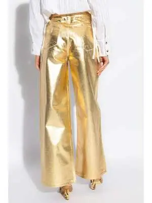 GANNI Metallic-effect Wide Leg Jeans