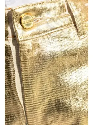 GANNI Metallic-effect Wide Leg Jeans