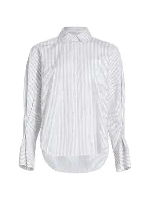 Derek Lam 10 Crosby Women's Wesley Pinstriped Button-Up Shirt - White Navy  - White Navy