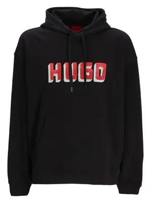 Hugo Logo-print Cotton Hoodie - Black