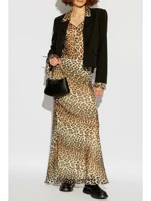 GANNI Animal-print Long-sleeve Blouse