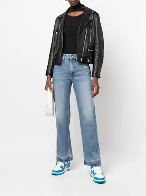 Off-White Logo-patch Straight-leg Jeans - Blue