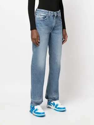 Off-White Logo-patch Straight-leg Jeans - Blue