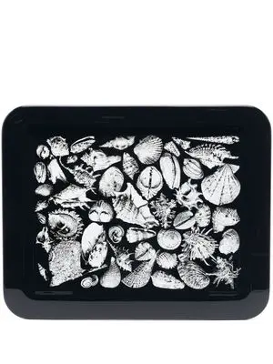 FORNASETTI Conchiglie Marine-print Tray - Black