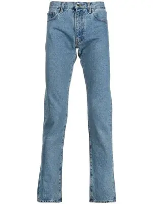 Off-White Diag-Stripe Print Slim Fit Jeans 4901 Medium Blue White