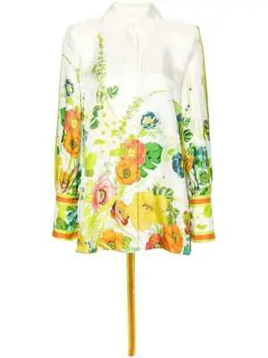 ALEMAIS Constance Floral Silk Shirt - Neutrals