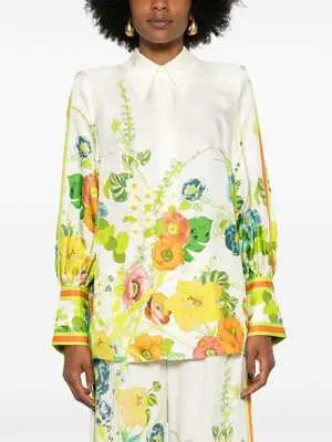ALEMAIS Constance Floral Silk Shirt - Neutrals