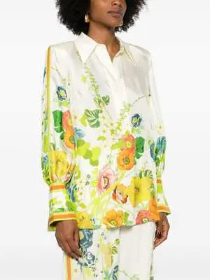 ALEMAIS Constance Floral Silk Shirt - Neutrals