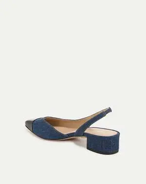 Veronica Beard Cecile Denim Cap-toe Slingback