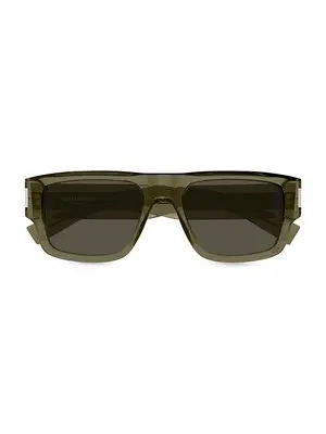 Saint Laurent Naked Wirecore 55mm Square Sunglasses - Olive Grey