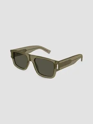 Saint Laurent Naked Wirecore 55mm Square Sunglasses - Olive Grey