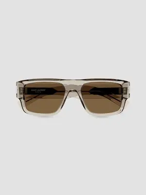 Saint Laurent Naked Wirecore 55mm Square Sunglasses - Translucent Beige Brown