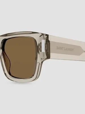 Saint Laurent Naked Wirecore 55mm Square Sunglasses - Translucent Beige Brown