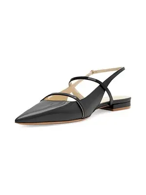 ALEXANDRE BIRMAN Tita Double-strap Leather Flats - Black