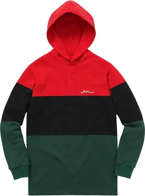 Supreme Blocked Striped Hooded Rugby Shirt