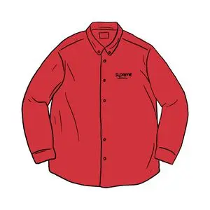 Supreme Classic Logo Denim Shirt - Red