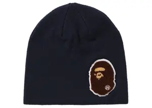 A BATHING APE BAPE Big Ape Head Knit Cap Navy