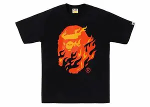 A BATHING APE Flame Ape Head Tee Shirt - Black/red