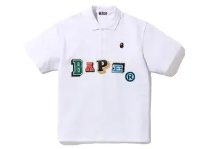 A BATHING APE Fonts Relaxed Fit Polo Shirt - White