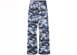 Palm Angels Sharks Easy Wide-leg Trousers - Blue